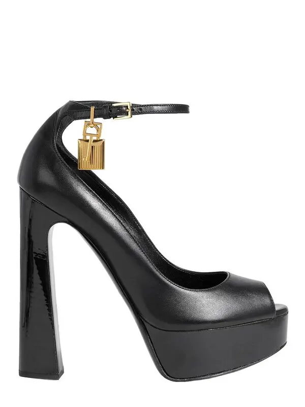 TOM FORD Padlock Embellished Leather Platform Pumps - Black