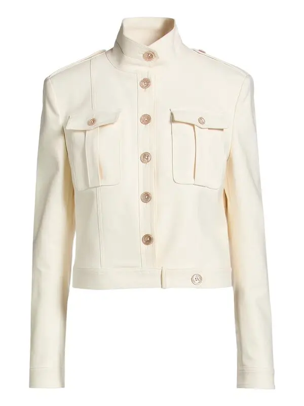 TOM FORD Cotton-blend Jacket With Epaulettes And Buttoned Cuffs - Ivory