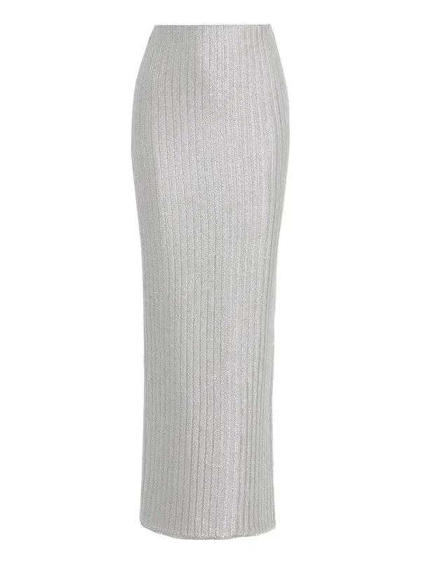 TOM FORD Metallic Ribbed Cotton-blend Maxi Skirt - Silver