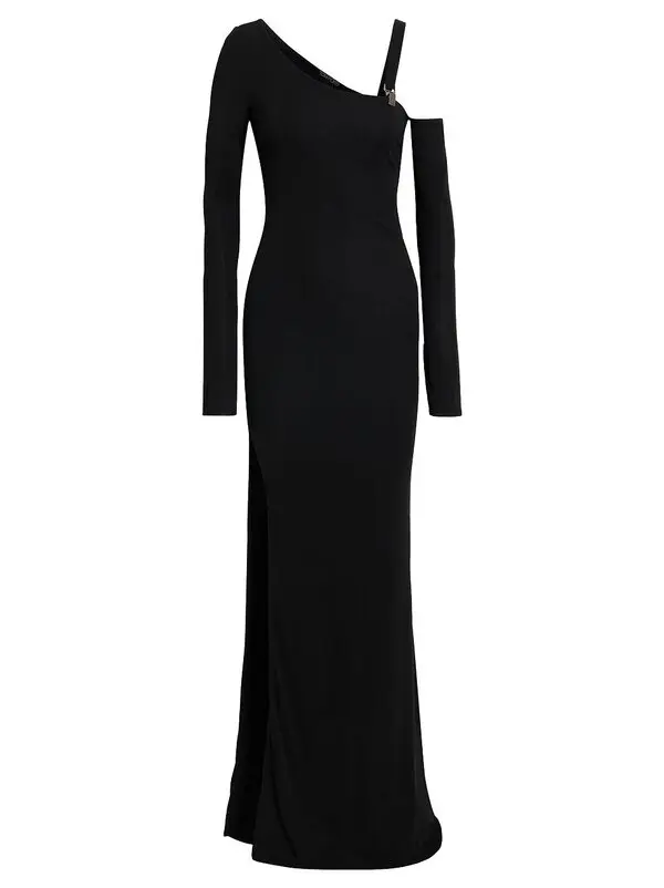 TOM FORD One-shoulder Jersey Maxi Gown With Slit Cuffs - Black