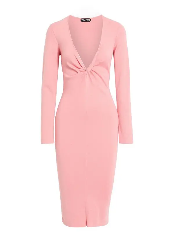 TOM FORD Twisted Cashmere And Silk-blend Midi Dress - Bubblegum