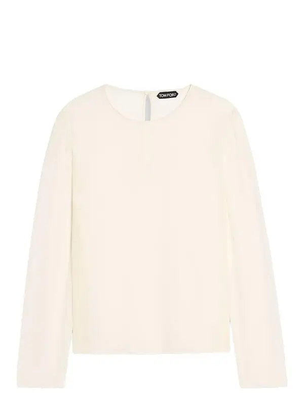 TOM FORD Silk Chiffon Keyhole Top - Ecru