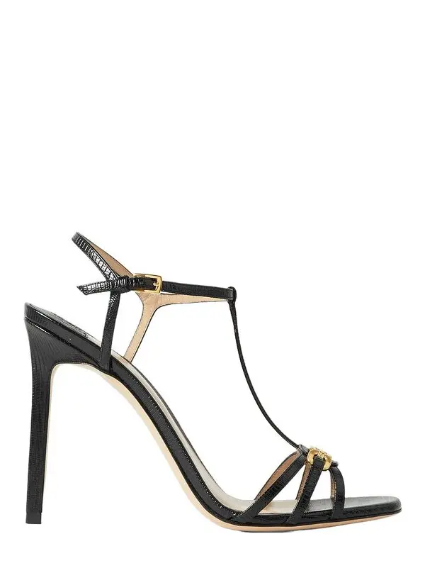 TOM FORD Embellished Lizard-effect Leather Sandals - Black