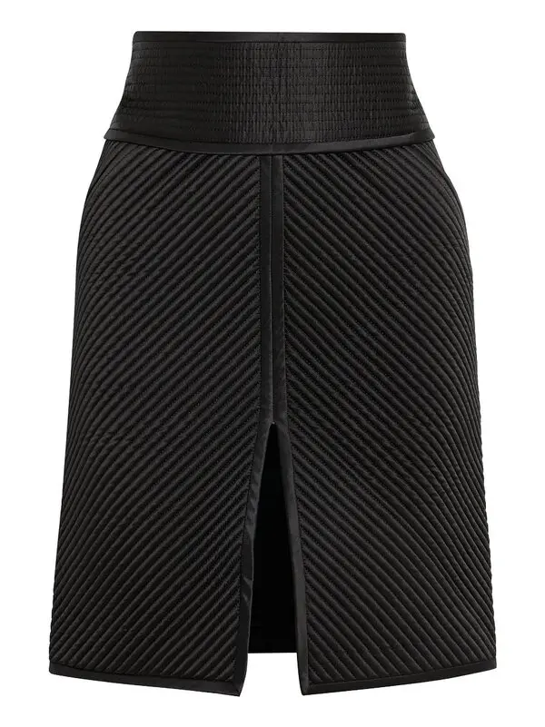 TOM FORD Quilted Silk Skirt With Front Slit - Black