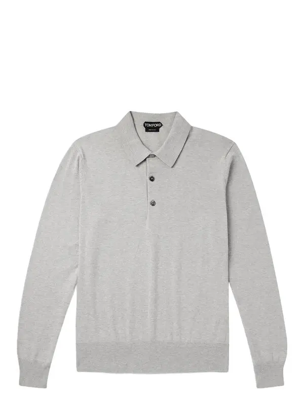 TOM FORD Slimfit Cotton Polo Shirt - Stone