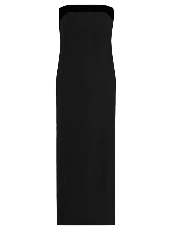 TOM FORD Strapless Velvet-trimmed Silk Gown - Black