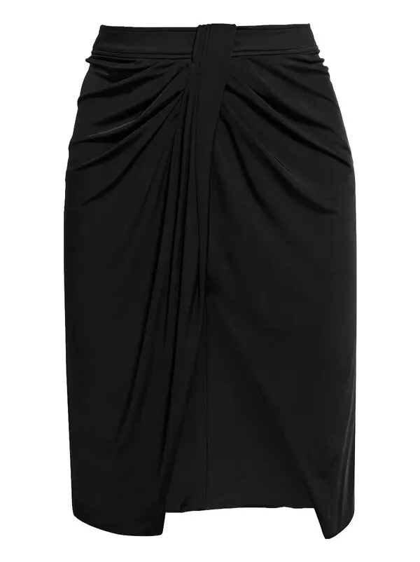 TOM FORD Draped Satin Jersey Skirt With Front Slit - Black