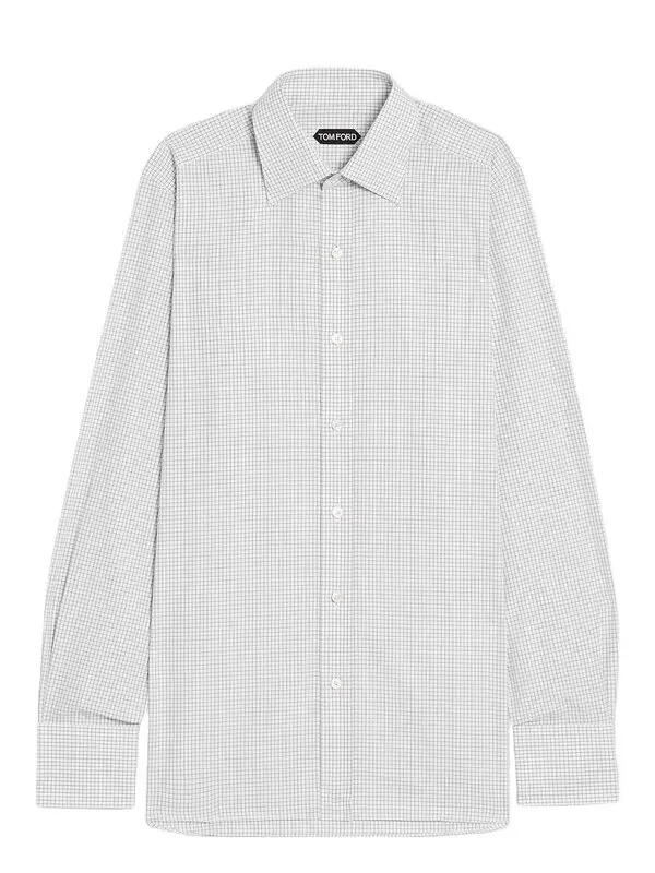 TOM FORD Checked Cottonpoplin Shirt - White