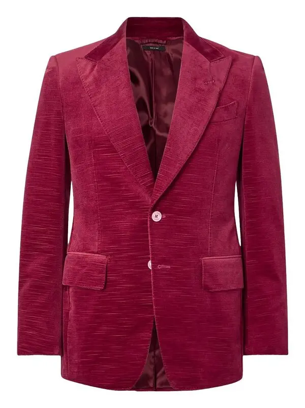 TOM FORD Shelton Slimfit Cottonvelvet Blazer - Claret