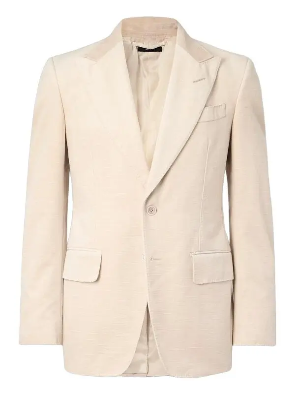 TOM FORD Shelton Slimfit Cottonvelvet Blazer - Cream