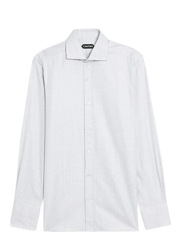 TOM FORD Checked Cottonpoplin Shirt - Light Gray