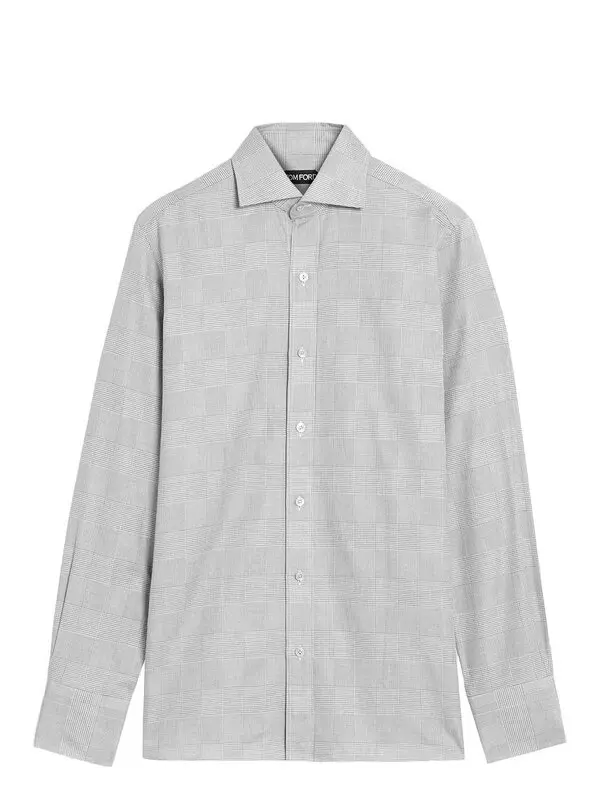 TOM FORD Prince Of Wales Checked Cottonpoplin Shirt - Gray