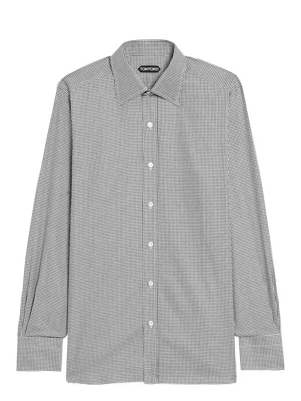 TOM FORD Gingham Cotton Shirt - Black