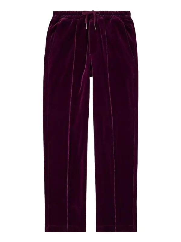 TOM FORD Straightleg Cottonblend Velour Track Pants - Grape