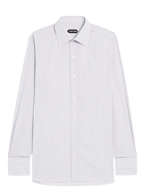 TOM FORD Checked Cottonpoplin Shirt - Sky Blue