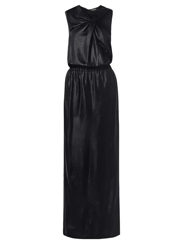 TOM FORD Cutout Draped Stretch Satin-piqué Gown - Black