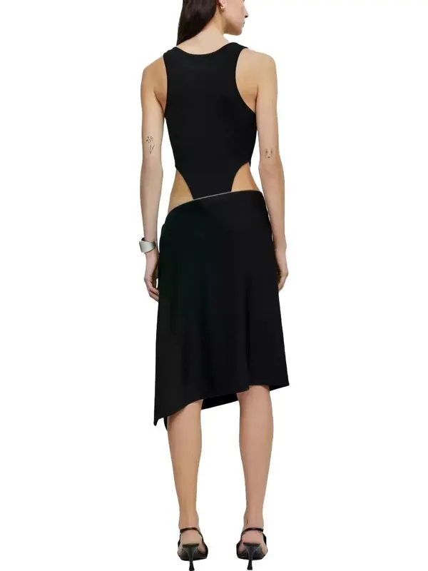 Bevza Asymmetric Skirt With Zip Detail - Black
