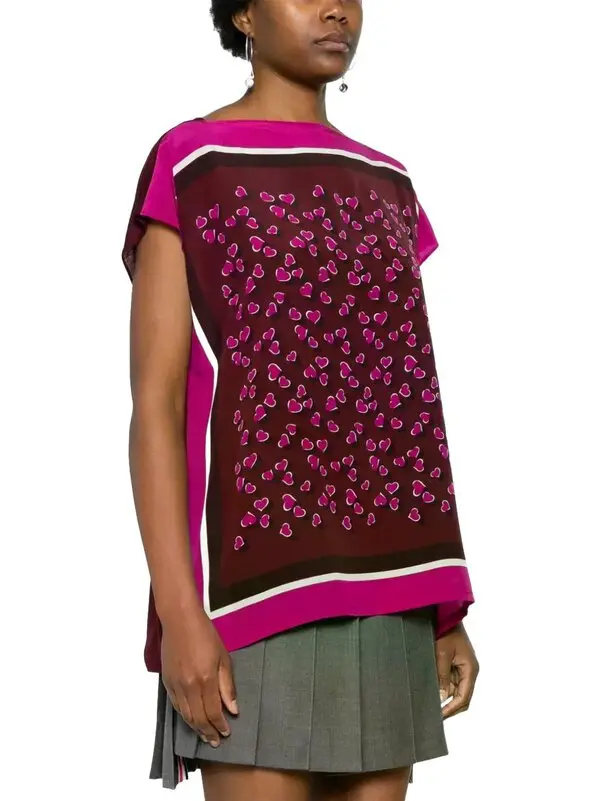 Gucci Heart Print Short Sleeve Top - Purple