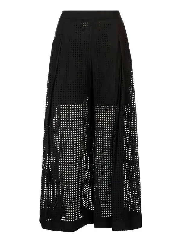 MEIMEIJ Perforated Palazzo Pants - Black