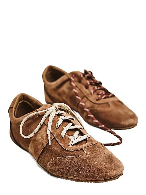 REFORMATION Terra Suede Lace-up Sneakers - Farro