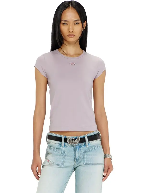 DIESEL® T-shirt With Embroidered Logo Detail - Violet