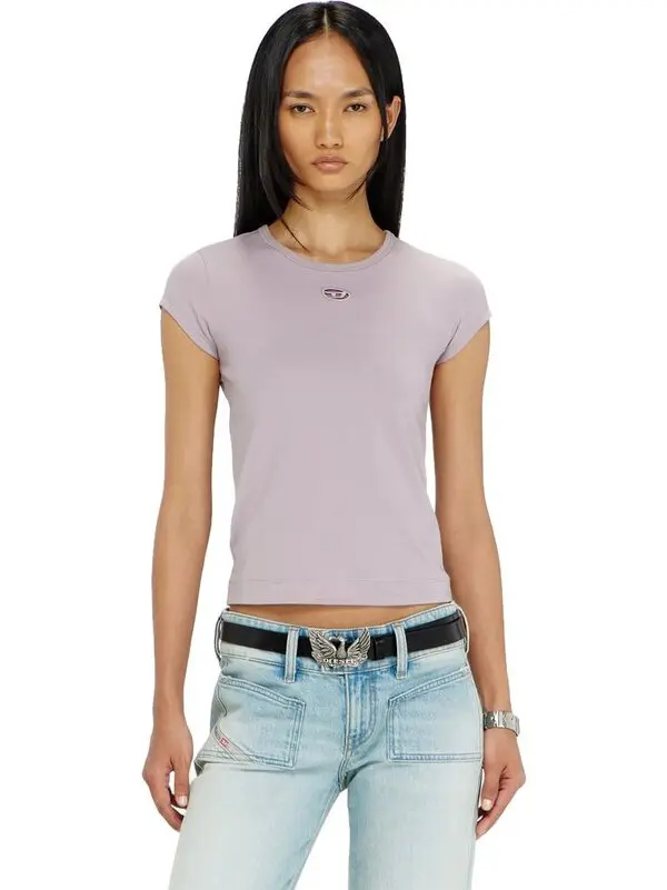 DIESEL® T-shirt With Embroidered Logo Detail - Violet