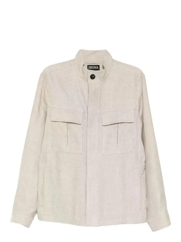 Zegna Stand-collar Flap-pocket Jacket - Neutrals