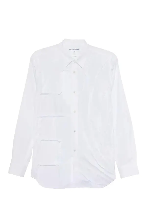 Comme Des Garçons Long-sleeve Button-down Cotton Shirt - White