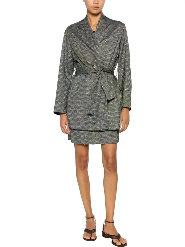 Momoni Sirene Textured Metallic-thread Skirt - Grey