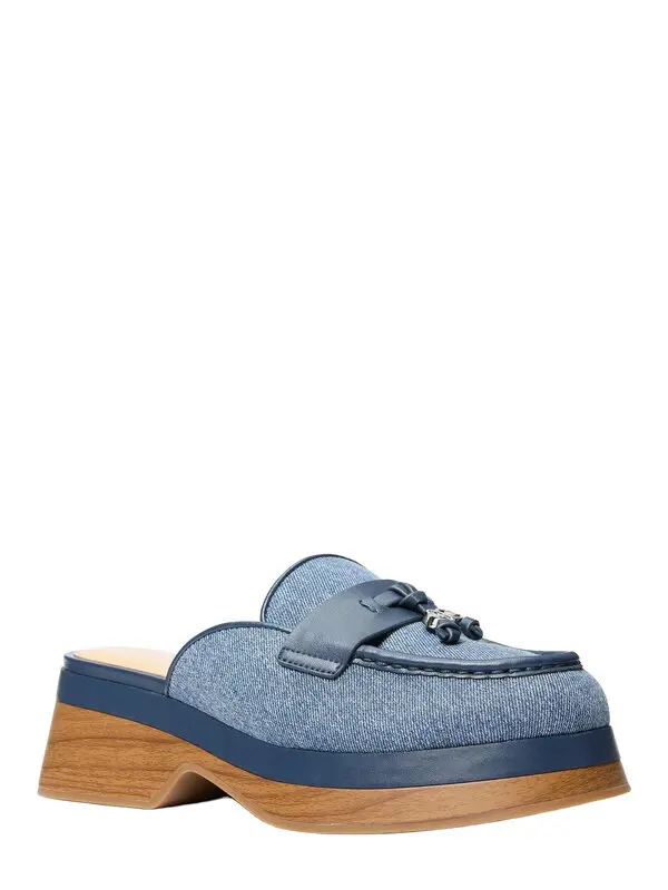 Michael Kors Zoe Denim Mule With Wood Heel - Blue