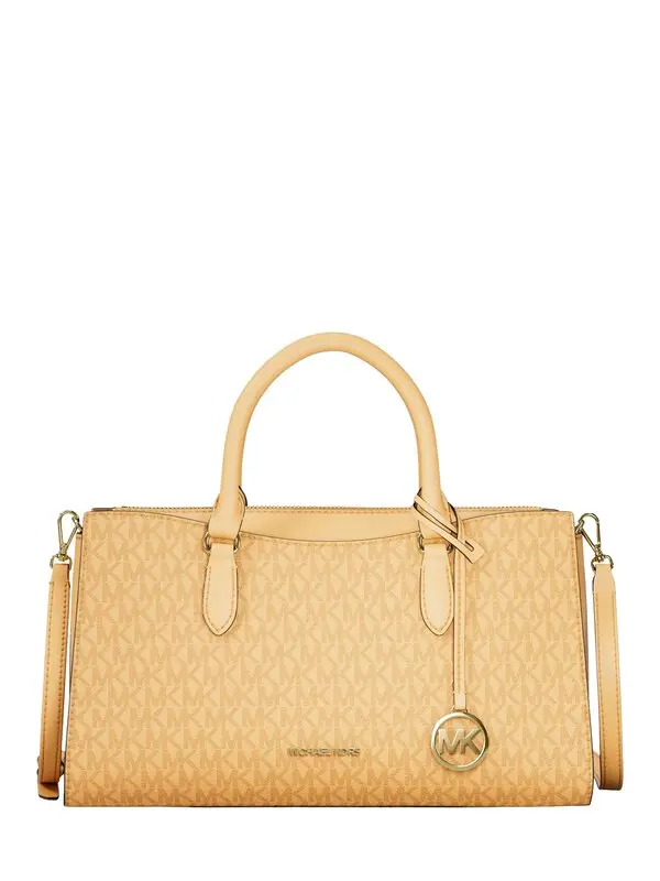 Michael Kors Arden Medium Signature Logo Top-zip Satchel - Yellow
