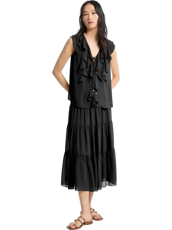 Michael Kors Ruffled Georgette Blouse - Black