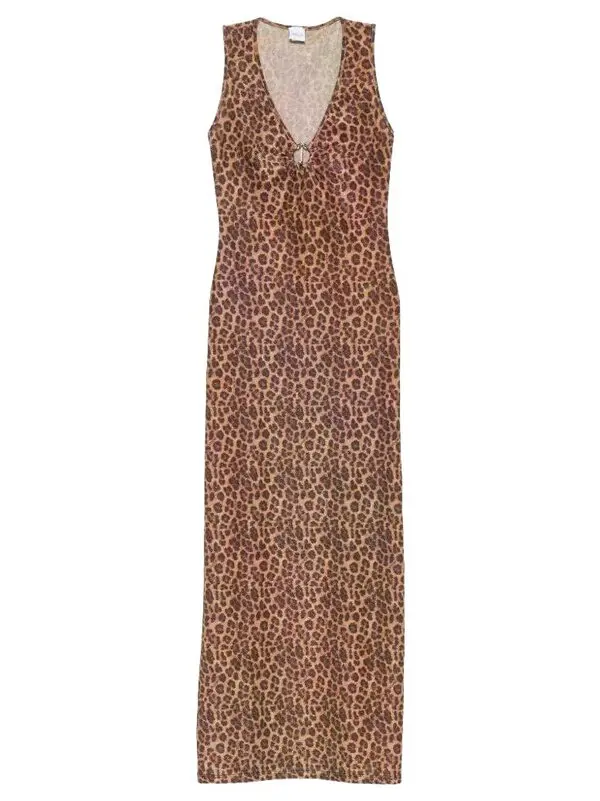 COTAZUR Leopard Print Ring Detail Maxi Dress - Neutrals