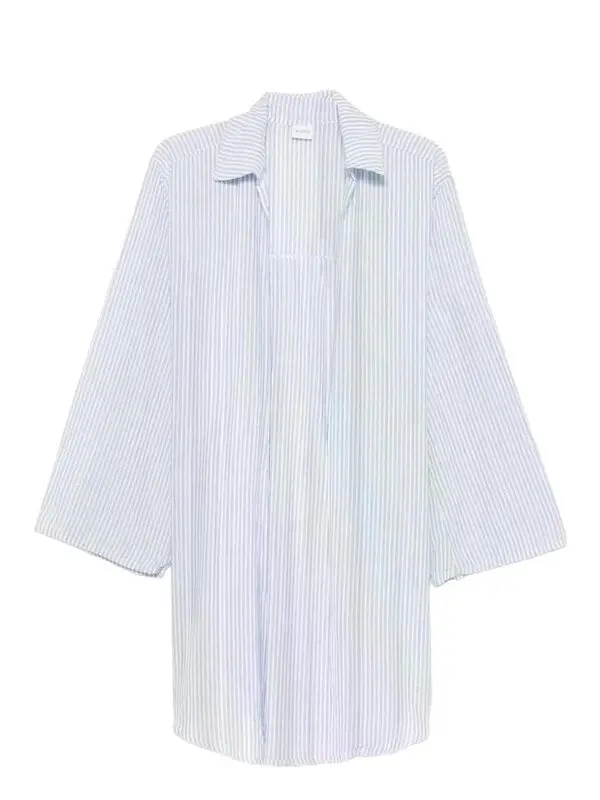 COTAZUR Vertical Stripe Belted Shirt - White