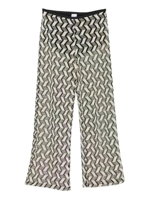 COTAZUR Chevron Knit Semi-sheer Trousers - Black