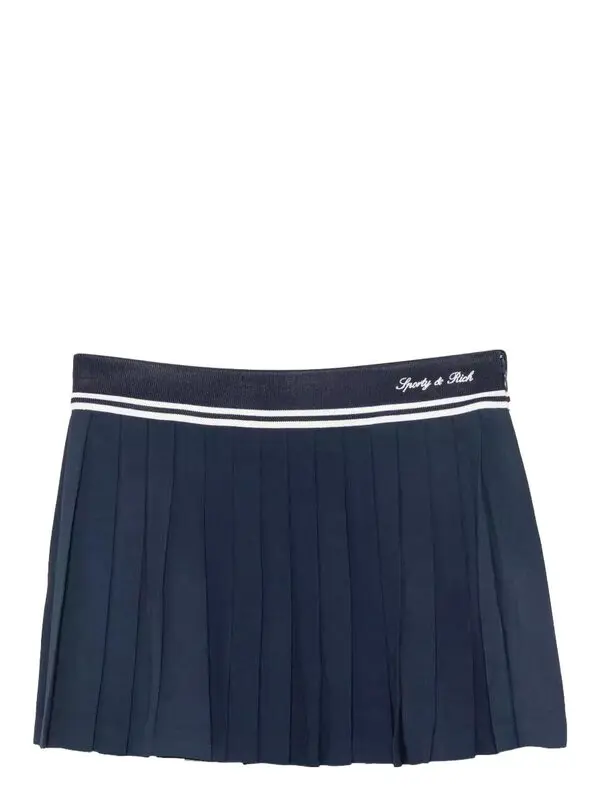 SPORTY & RICH Abigail Logo-embroidered Pleated Skirt - Blue
