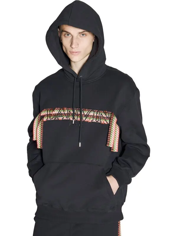 LANVIN Curblace Embroidered Hooded Sweatshirt - Black