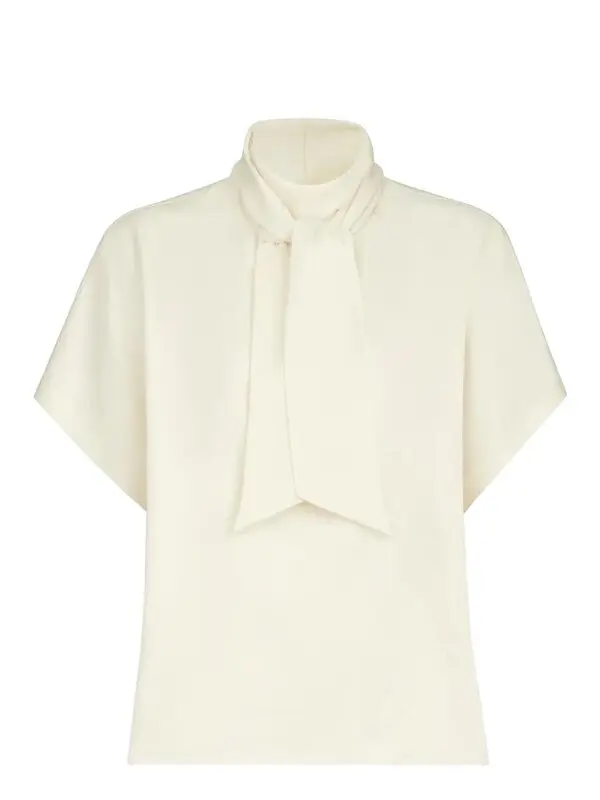 Brunello Cucinelli Silk Blouse With Tie Neck Detail - Multicolor