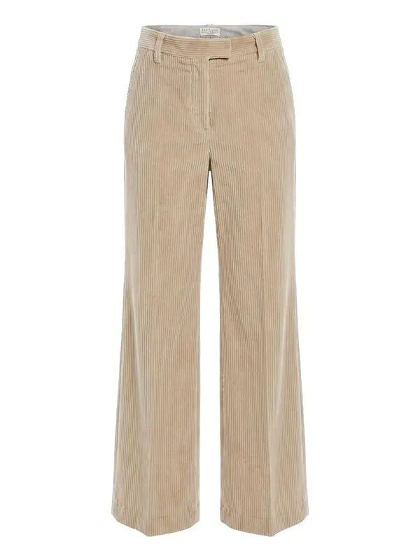 Brunello Cucinelli Cotton Corduroy Pants Beige - Multicolor