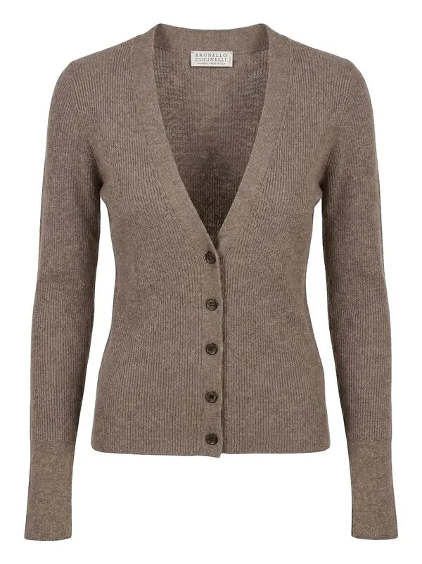 Brunello Cucinelli Ribbed Cashmere Cardigan - Multicolor