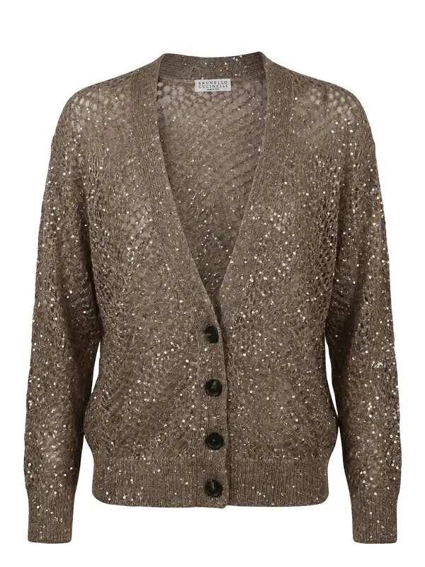 Brunello Cucinelli Merino Wool Zip-up Cardigan With Embellishments - Multicolor