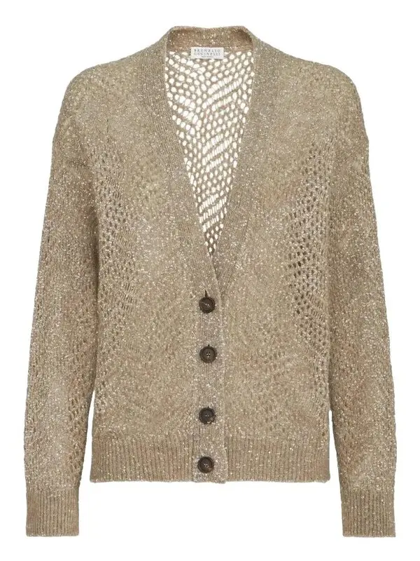 Brunello Cucinelli Merino Wool Zip-up Cardigan With Embellishments - Multicolor