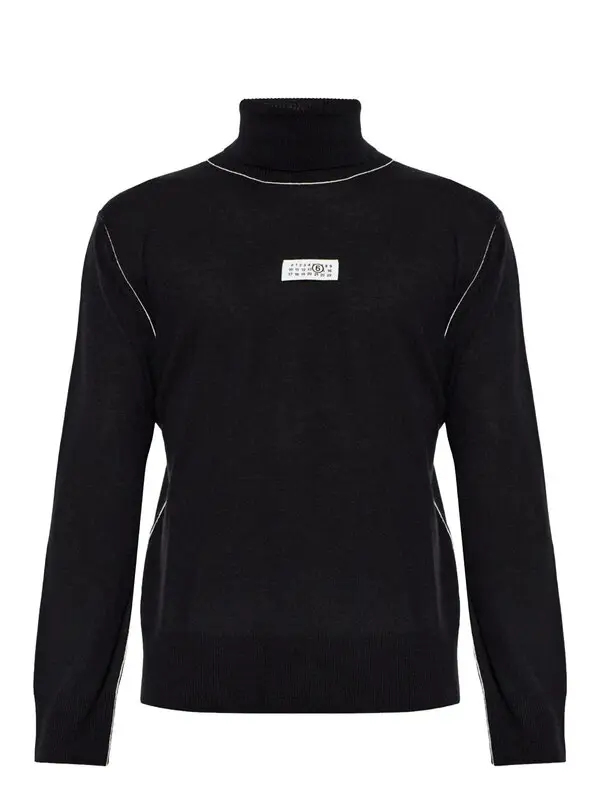 MAISON MARGIELA Ribbed Knit Turtleneck With Contrasting Stitching - Black