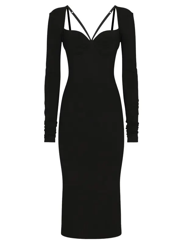 Dolce & Gabbana Milano Rib Calf-length Dress - Black
