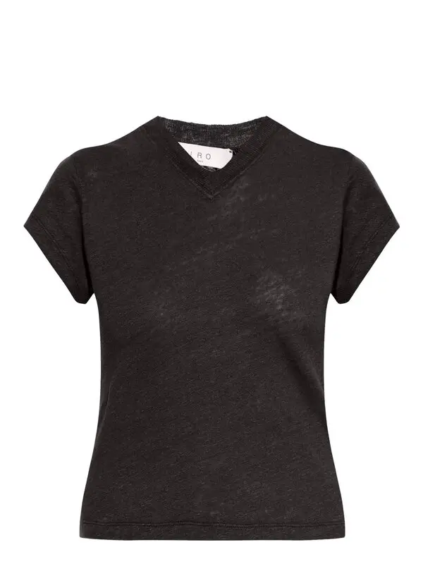 IRO PARIS Sybel V-neck Linen Knit Top - Black