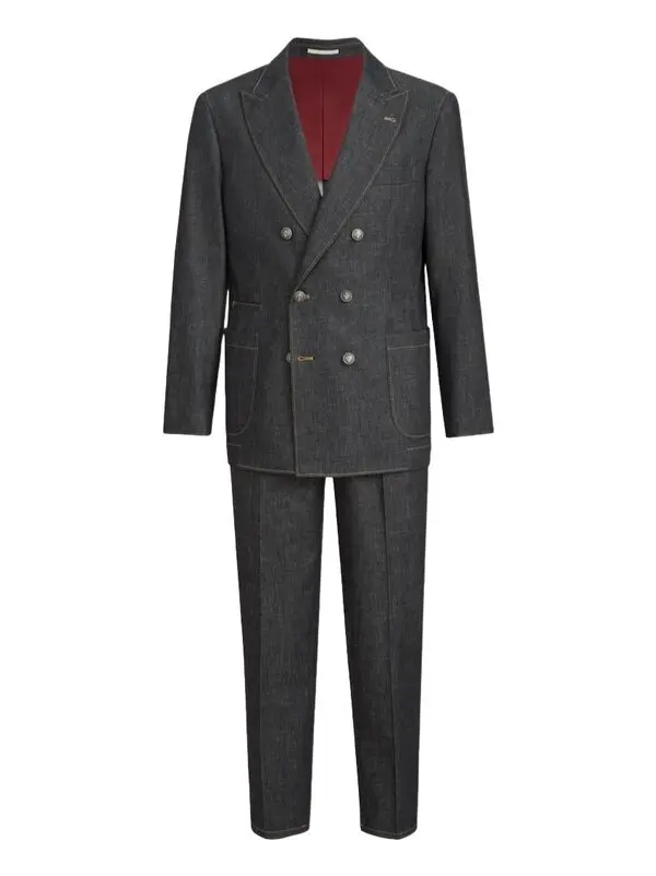 Brunello Cucinelli No-fade Lightweight Denim Tailored Suit - Dark Gray