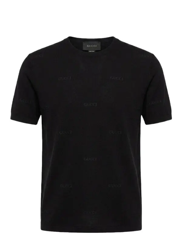 Gucci Embroidered Wool T-shirt - Black