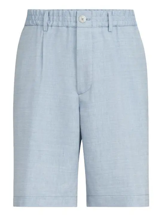 Brunello Cucinelli Linen And Virgin Wool Chevron Bermuda Shorts - Blue