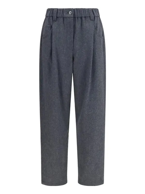 Brunello Cucinelli Mid-waisted Tapered Leg Trousers With Monile Detailing - Black