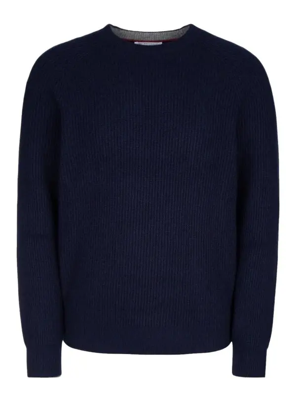 Brunello Cucinelli Crewneck Ribbed-knitted Jumper - Black